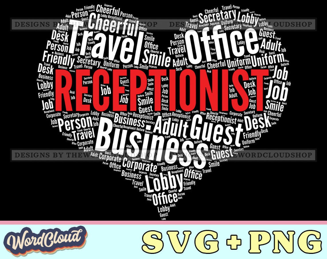 Word Cloud Heart Receptionist Gift Secretary Admin | Etsy