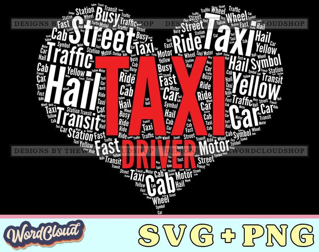 Word Cloud Heart, Taxi Driver, Uber Driver, Cab Driver, Gift for Taxi ...