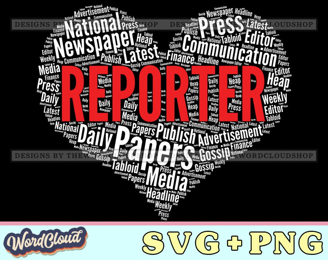Word Cloud Heart, Reporter Gift, Journalism, Journalist, Court Reporter ...