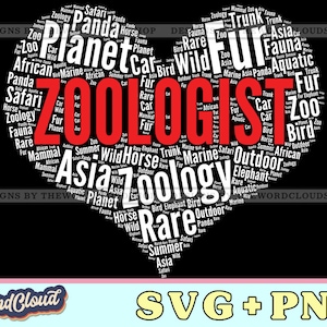 Word Cloud Heart, Zoologist, Zoology Gift, Animal Lover, Zoo Keeper ...