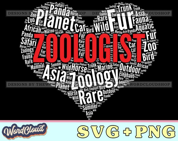 Word Cloud Heart Zoologist Zoology Gift Animal Lover Zoo | Etsy