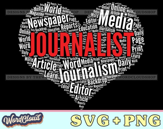 Word Cloud Heart Journalist Gift For Writer Journalism | Etsy
