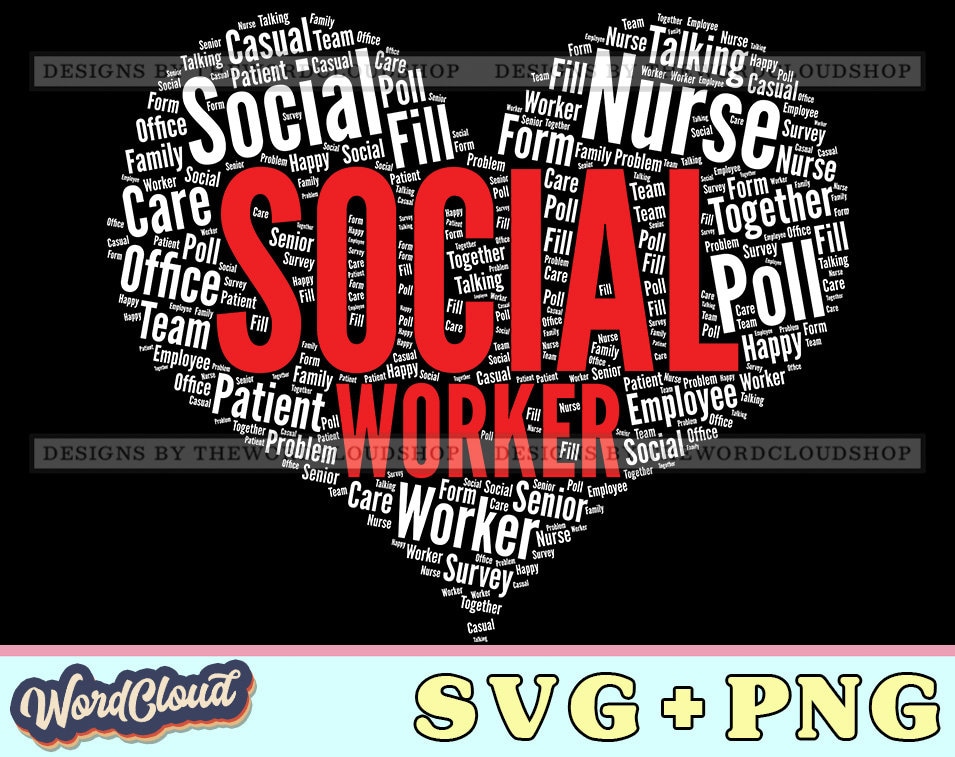 Word Cloud Heart Social Worker Social Work School Counselor | Etsy