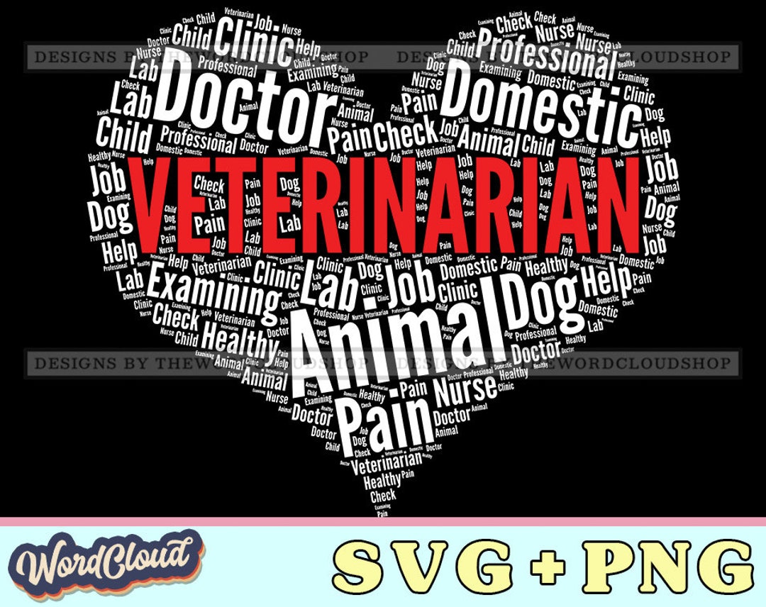 Word Cloud Heart, Veterinarian Gift, Vet Tech Gift, Vet Gift, Animal ...