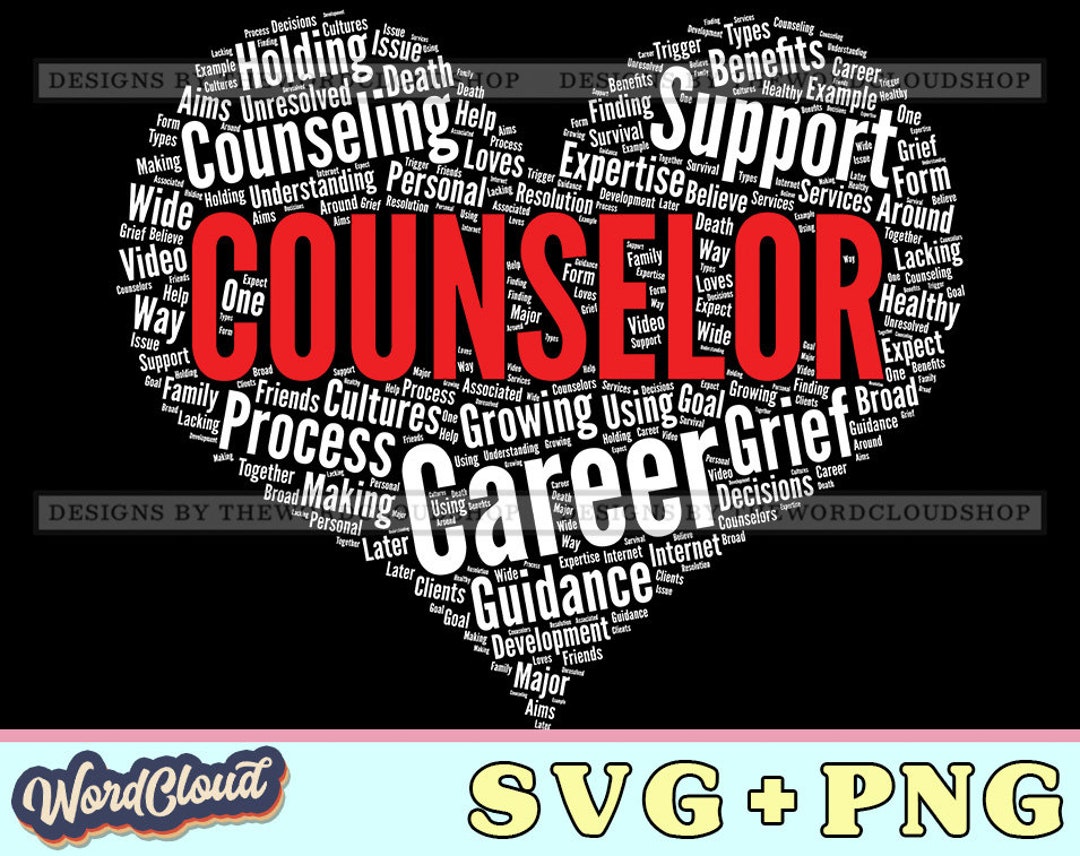Word Cloud Heart, School Counselor, Guidance Counselor, School ...