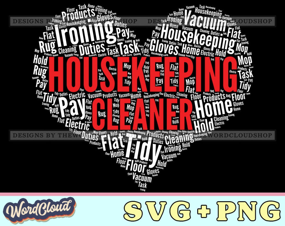 Word Cloud Heart, Housekeeping, House Cleaning, Housekeeper Gift ...