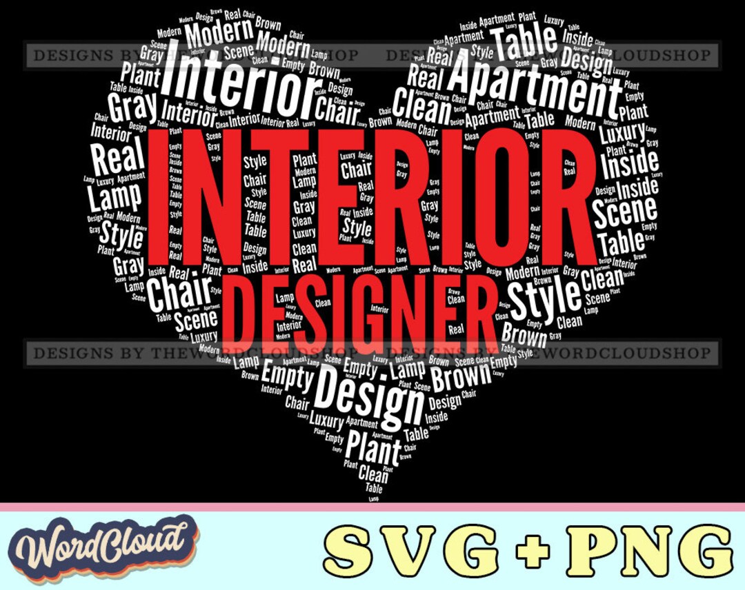Word Cloud Heart, Interior Designer, Interior Design, Designer Gifts ...