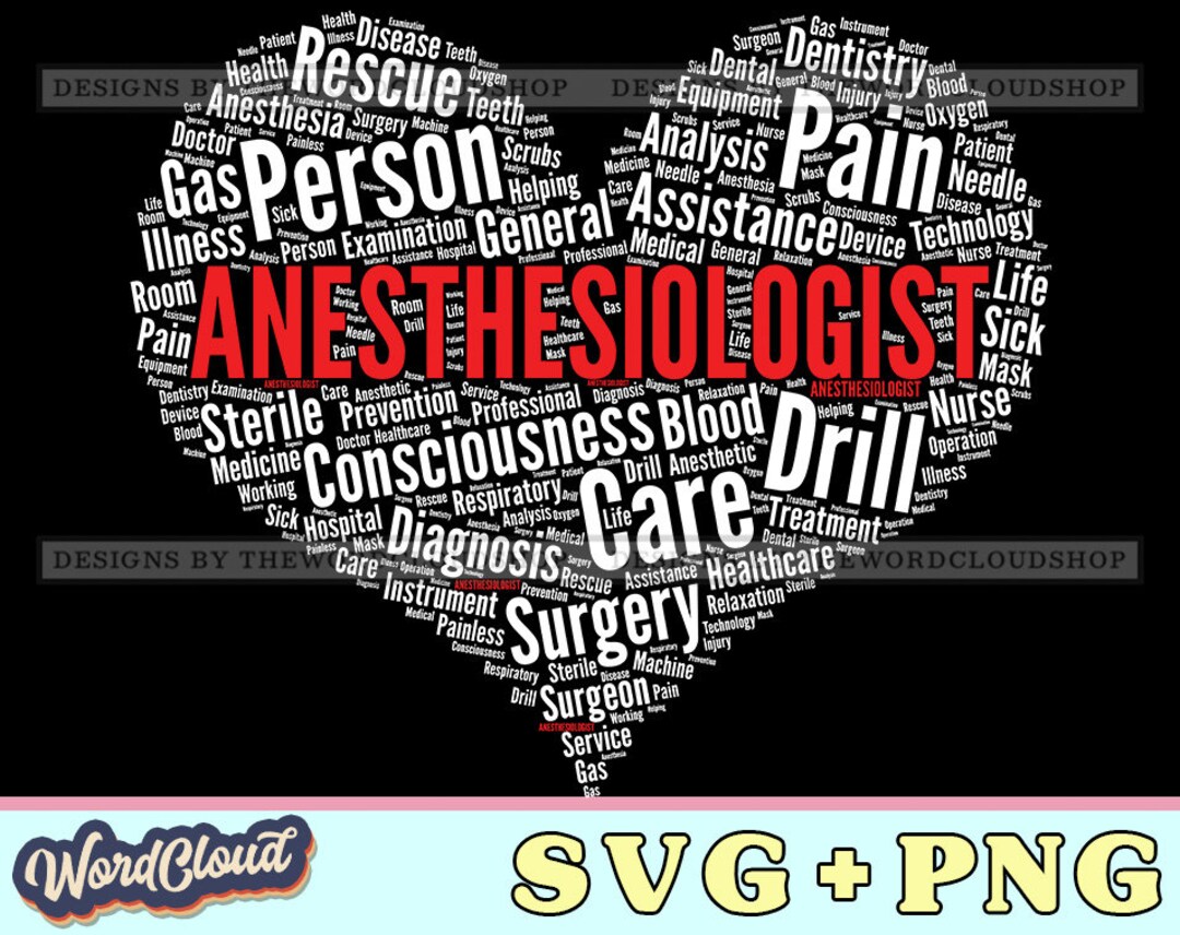 Word Cloud Heart, Anesthesiologist, Anesthesiology Gift, Anesthesia ...