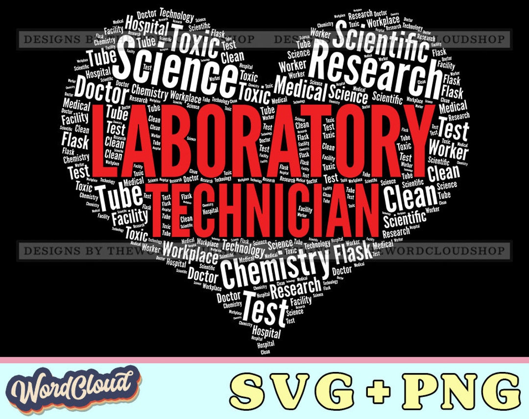 Word Cloud Heart, Lab Technician, Lab Tech Gift, Scientist, Laboratory ...