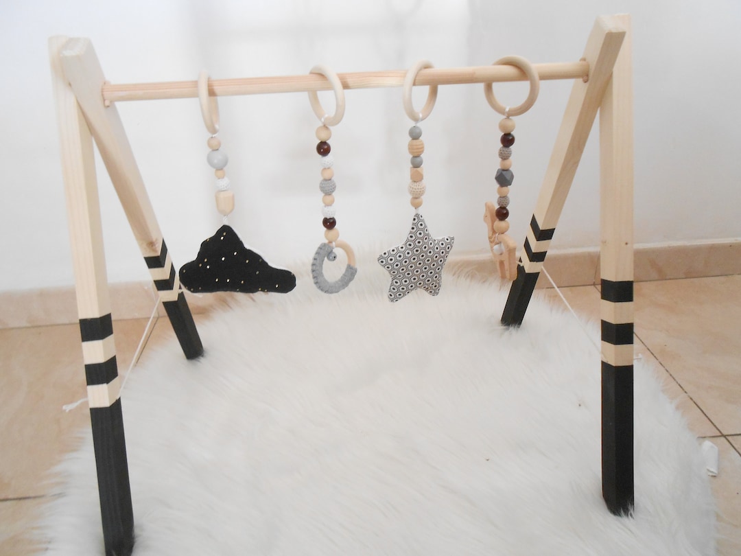 Black Wooden Play Arch And/or Set of 4 Suspensions, Portico, Baby Gym ...