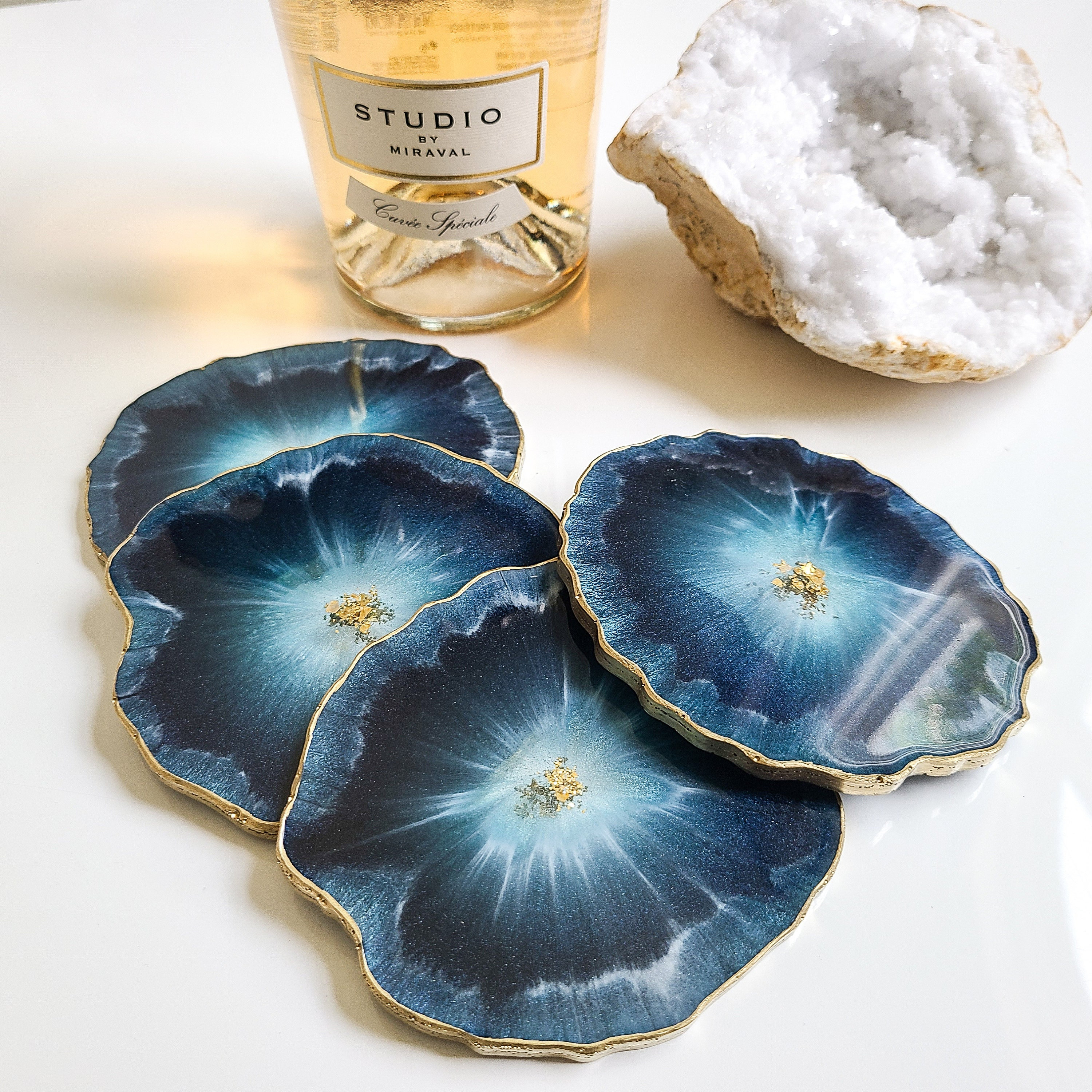 Agate Inspired Resin Coasters, Geode Coasters, Portavasos - Etsy