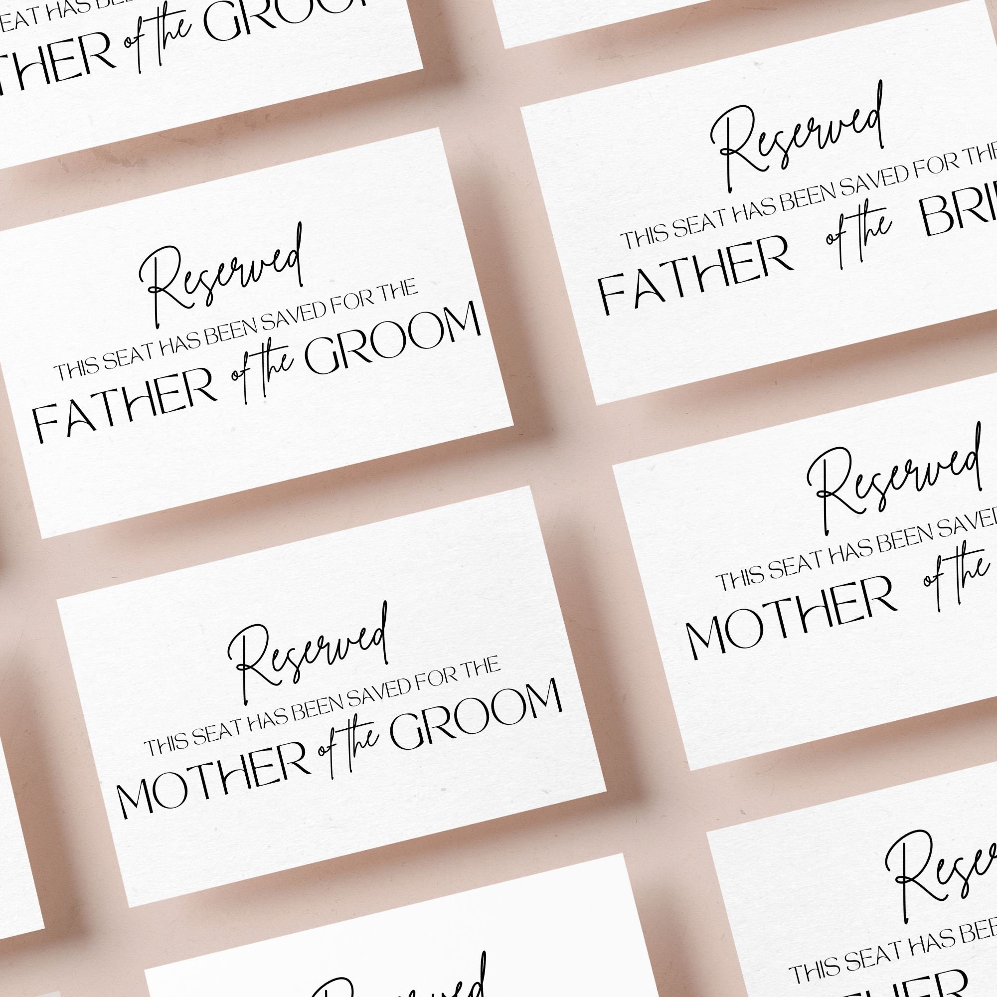 Reserved Seating Name Tag Template, Seating Card Printable Chair Tags ...