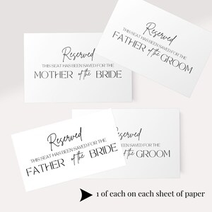 Reserved Seat Name Tag for Mother of the Bride, Seating Card Printable ...