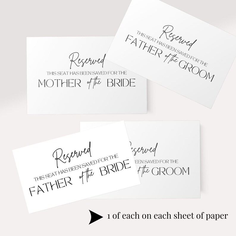 Reserved Seat Name Tag for Mother of the Bride, Seating Card Printable ...