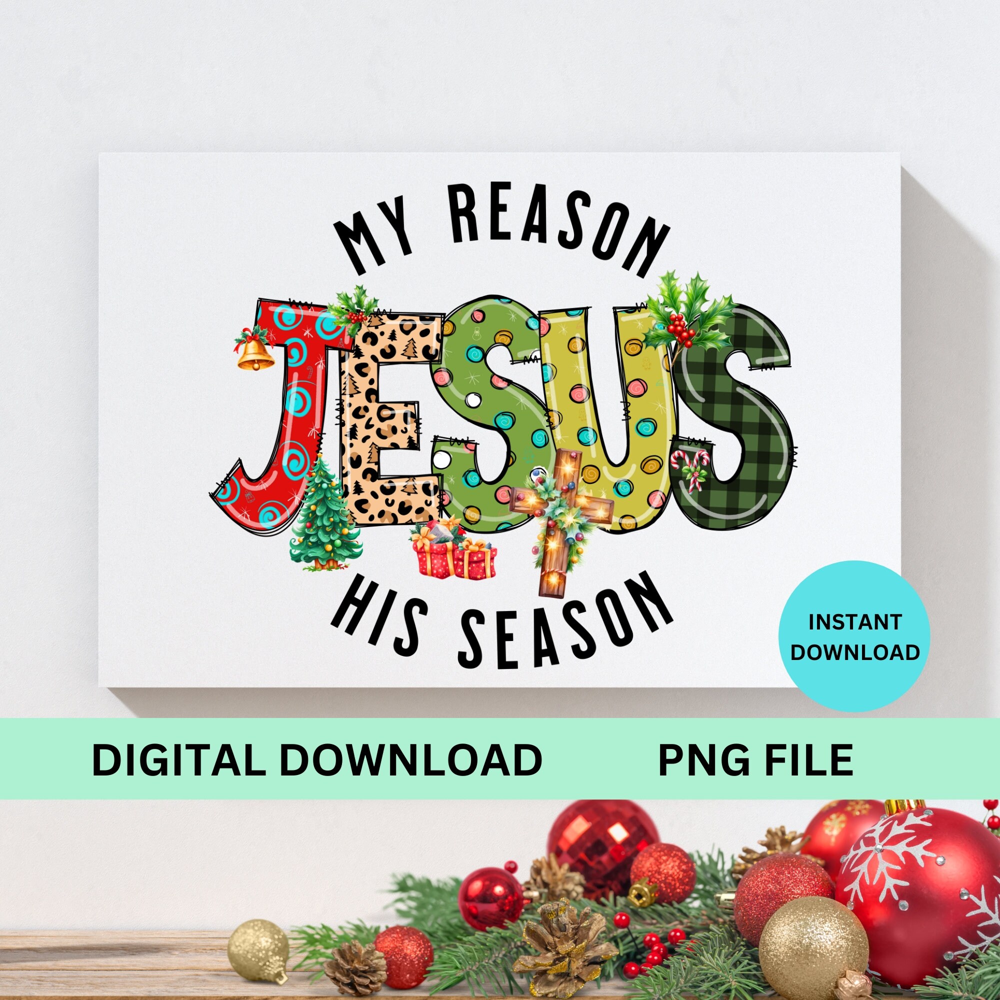 Christmas PNG | Christmas Digital Download | Christian Designs | Jesus ...