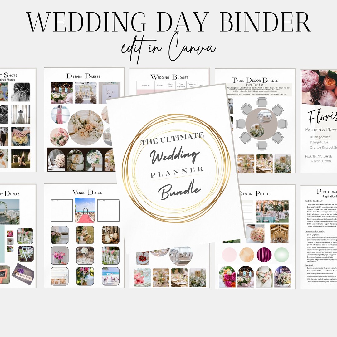 Digital Wedding Checklist Binder, Editable Wedding Planner, Printable ...