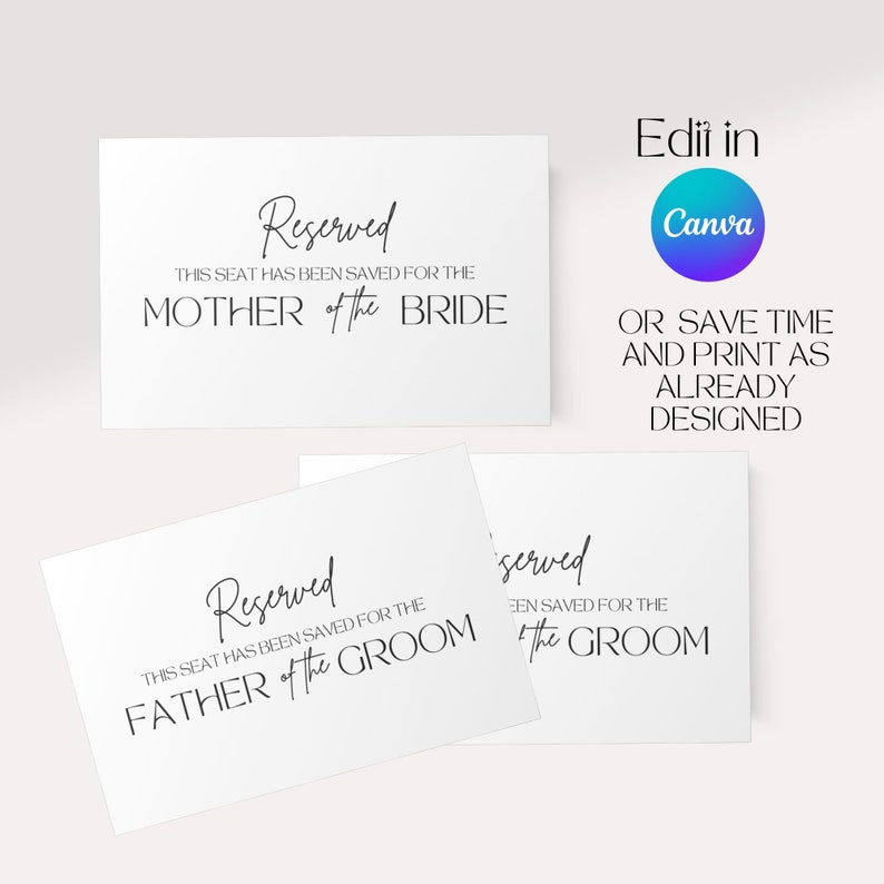 Reserved Seating Name Tag Template, Seating Card Printable Chair Tags ...