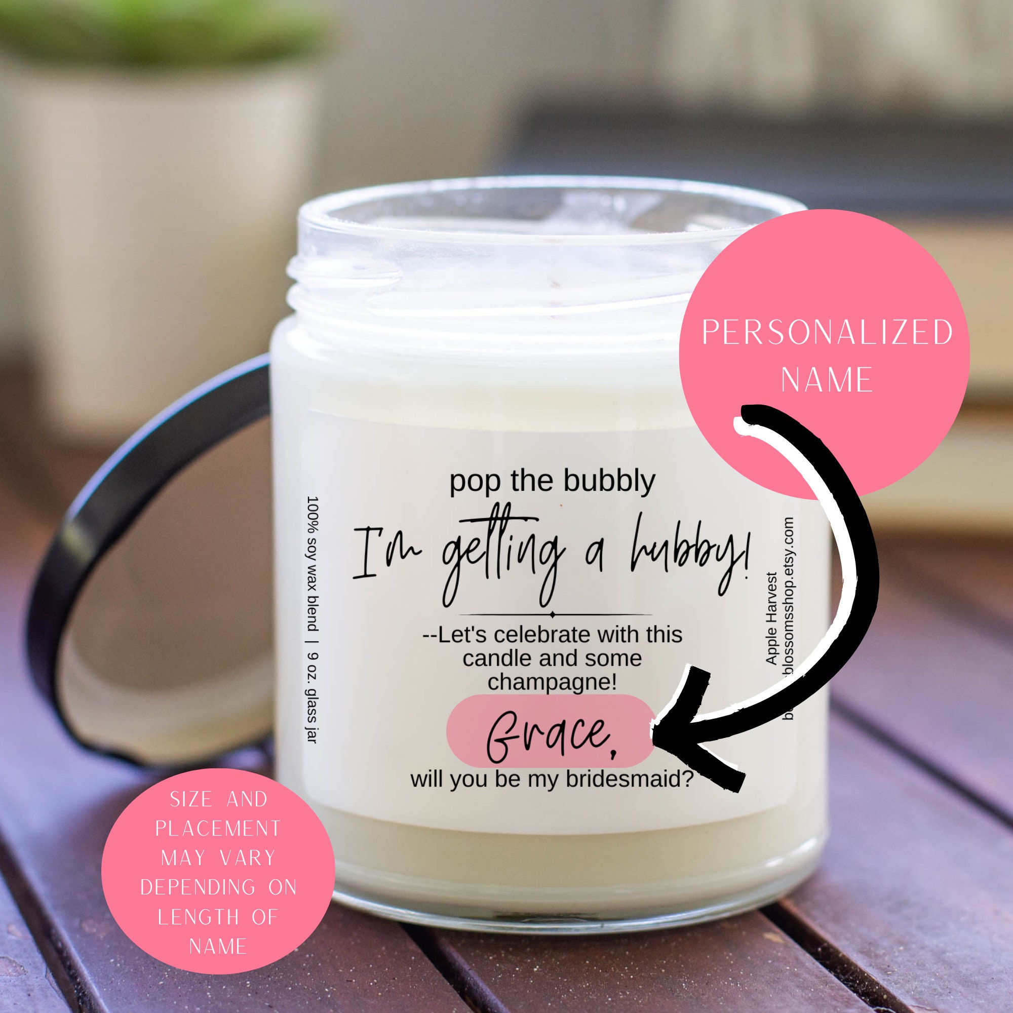 Personalized Bridesmaid Proposal Candle, Bridesmaid Candles, Bridesmaid ...