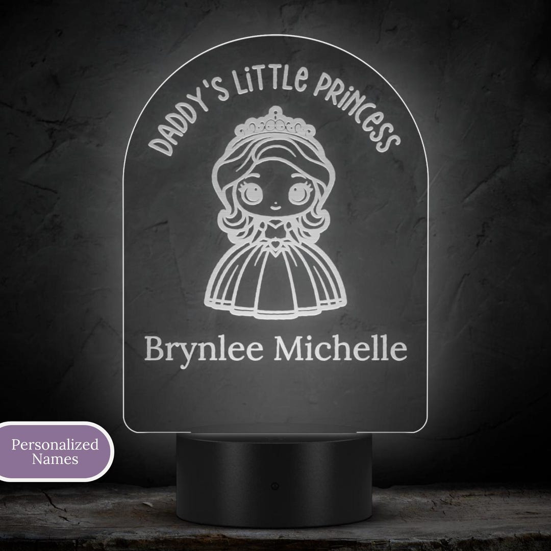 Personalised Princess Light, Gift for Daughter From Dad, Nursery Decor ...
