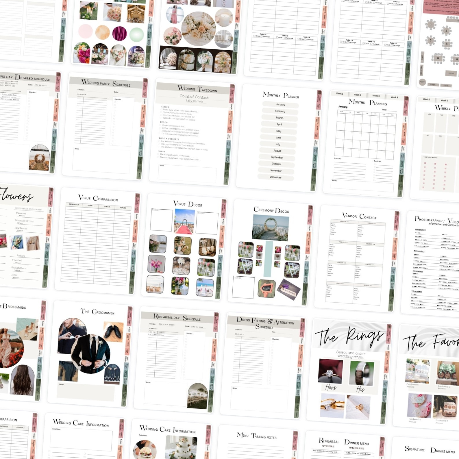 Digital Wedding Checklist Binder, Editable Wedding Planner, Printable ...