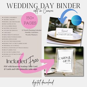 Digital Wedding Checklist Binder, Editable Wedding Planner, Printable ...
