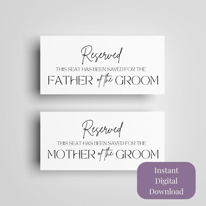 Reserved Seat Name Tag for Mother of the Bride, Seating Card Printable ...