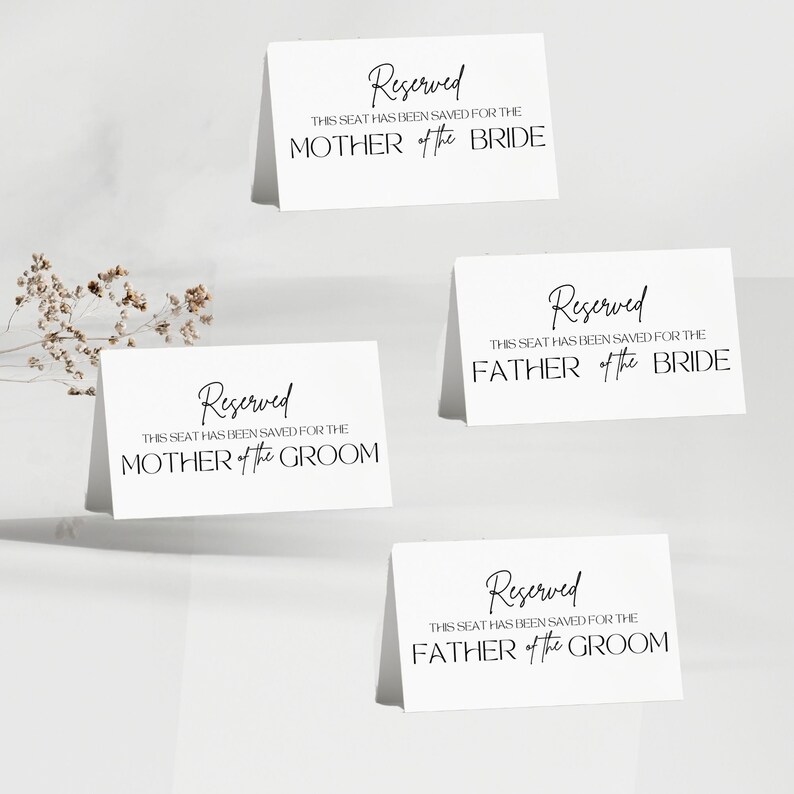 Reserved Seat Name Tag for Mother of the Bride, Seating Card Printable ...