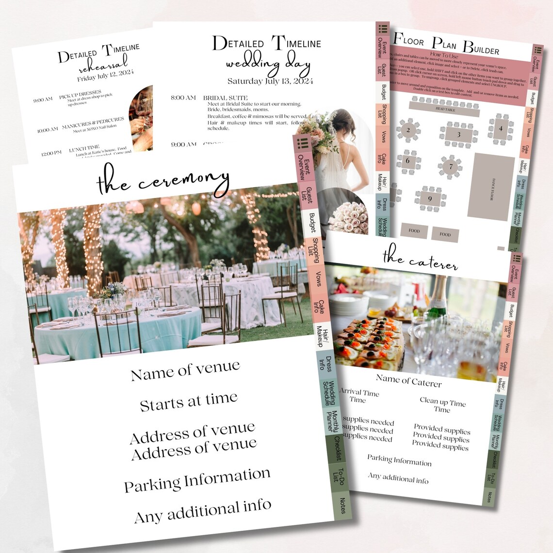 Digital Wedding Checklist Binder, Editable Wedding Planner, Printable ...