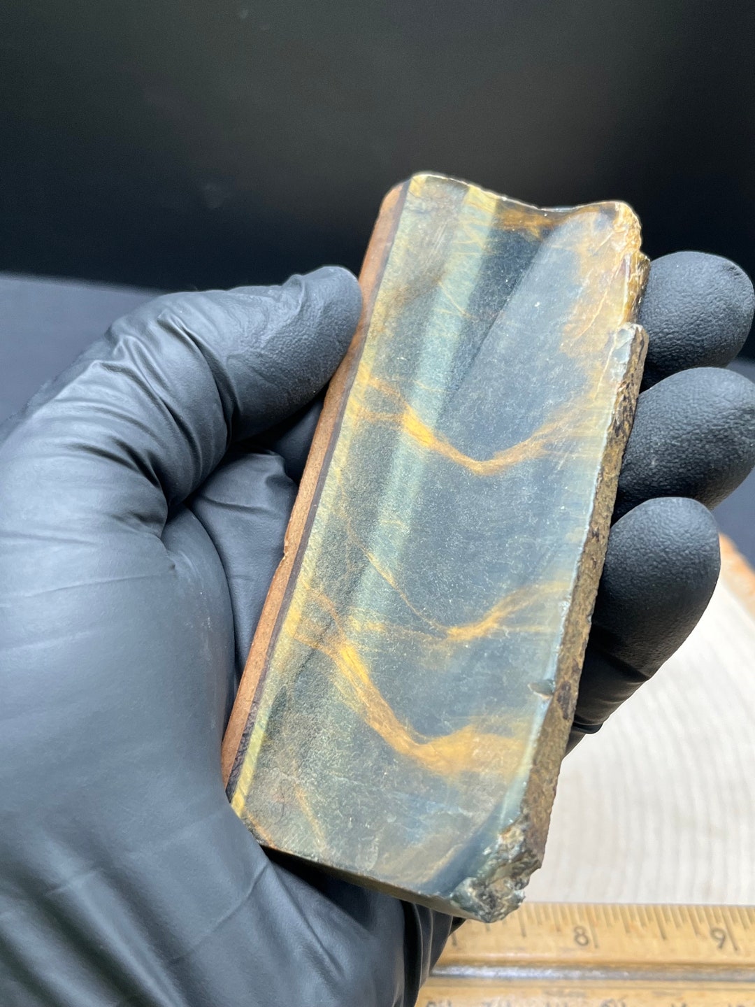 Stunning and Rare Blue Variegated Tigers Eye Slab. 4”x1.75”x5mm-10mm ...