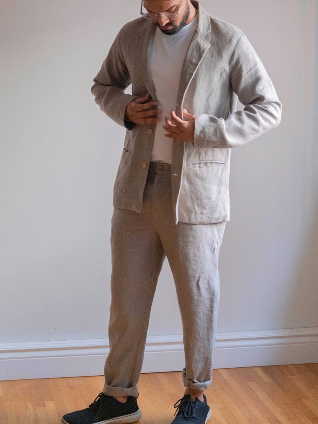 Handmade Pure Linen Suit for Men JASPER, Vintage Linen Suit ...