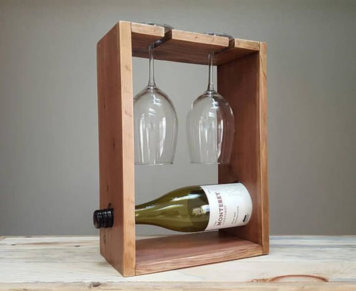 Handmade Wine Bottle and Glass Rack - Etsy