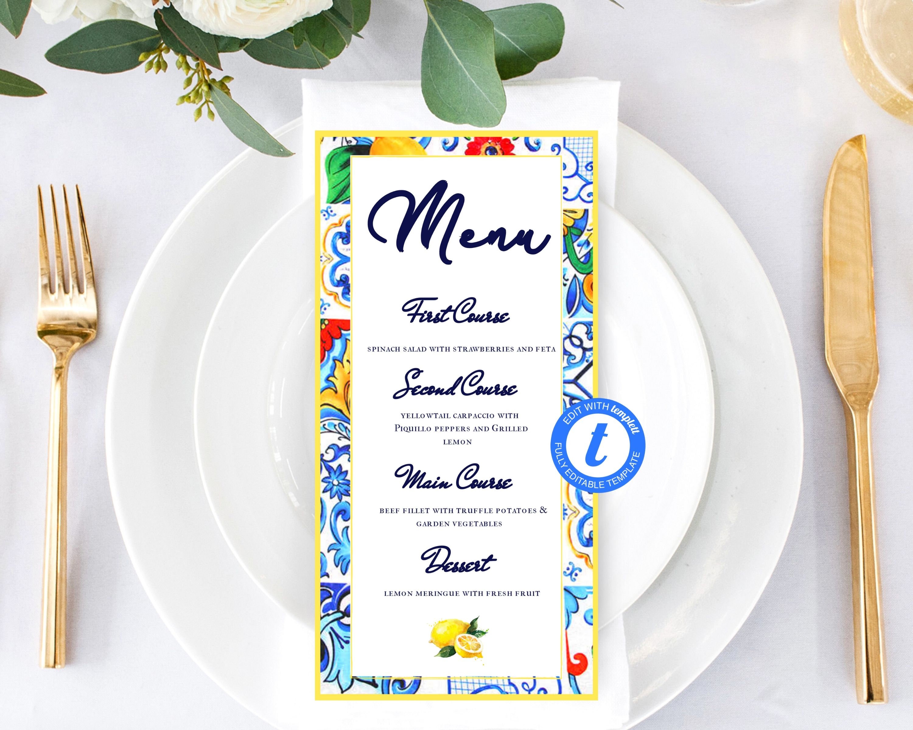 Italian Summer Wedding Invitation Bundle | Sicilian Lemon Instant ...