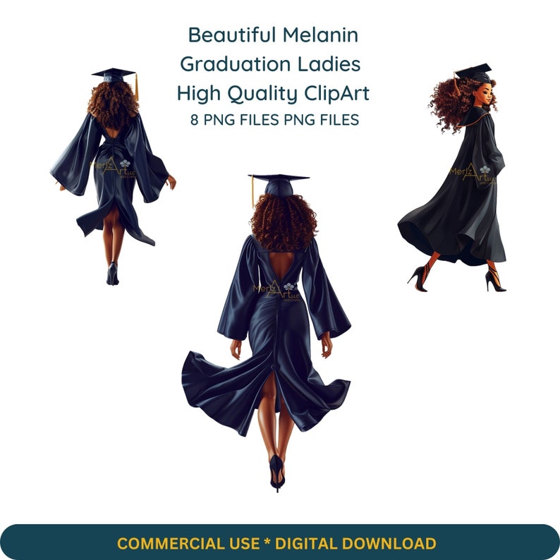 Graduation Girls Clipart, 8 PNG, Graduation Girl Digital Clipart PNG ...