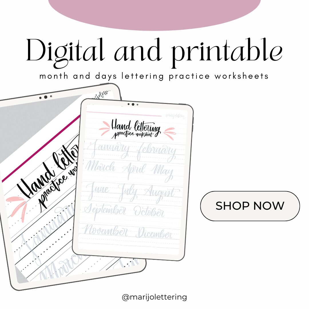 Hand Lettering Practice Worksheet Month and Days Lettering Practice - Etsy