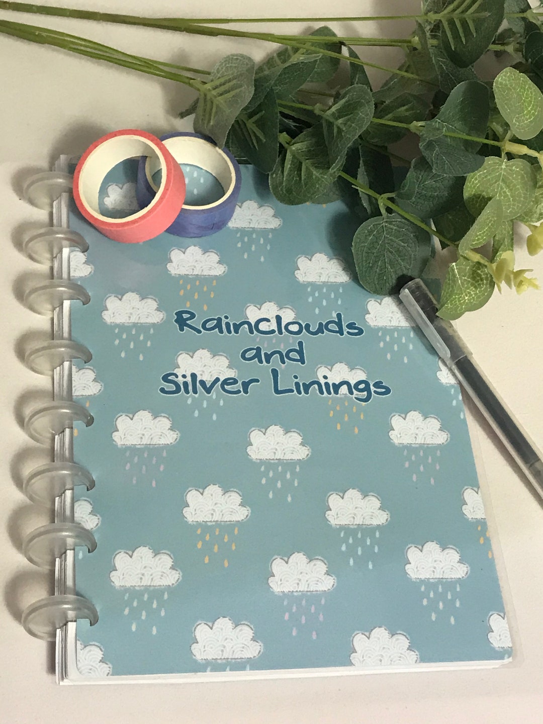 A5 Disc-bound 100 Page “rainclouds and Silver Linings” Notebook (choose ...