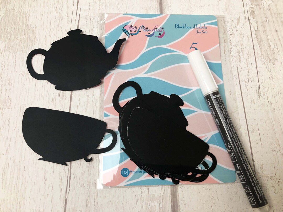 Reusable Tea Set Blackboard Labels for Organising Pack of 5 1 Teapot ...