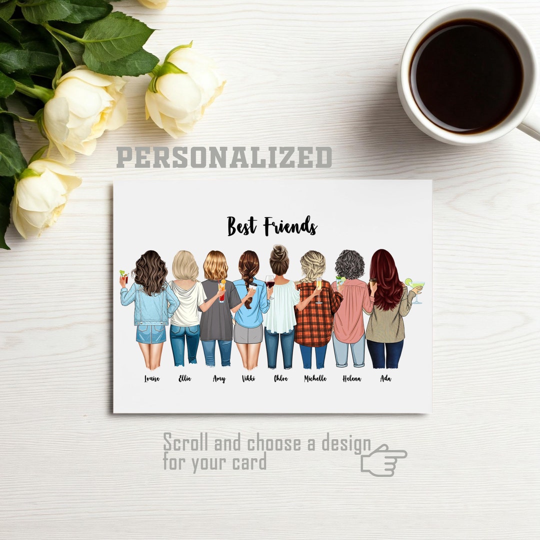 Custom Best Friends Card, Personalized Art Print (digital Download) - Etsy