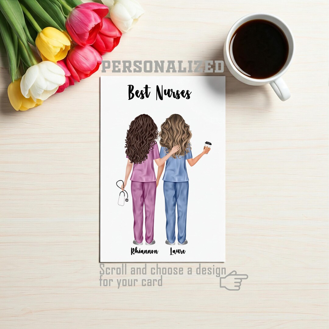 Personalized Best Friend Nurse Print, Custom Scrub Gift (digital ...