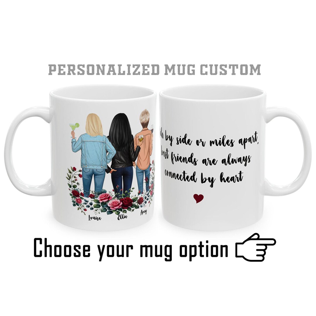Personalized Best Friends Mug With Names & Hairstyles – Custom Coffee ...