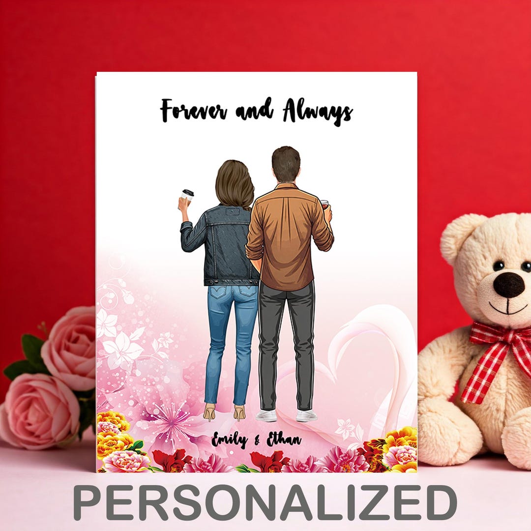 Valentine's Day Couple Card, Personalized Love Card, Custom Romantic ...