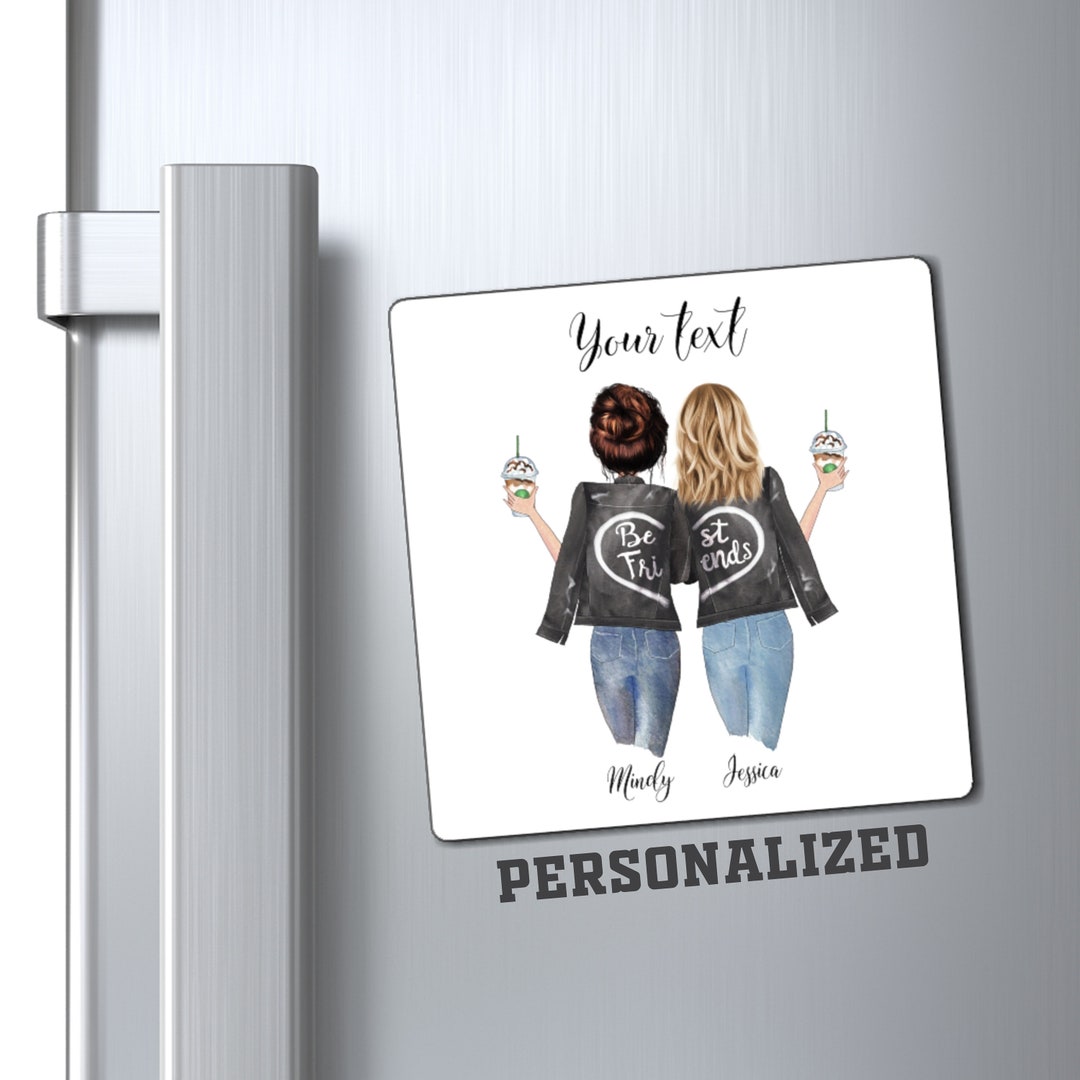 Souvenir Magnet Personalizedg With 2 Girls, Fridge Magnets Cards, Best ...