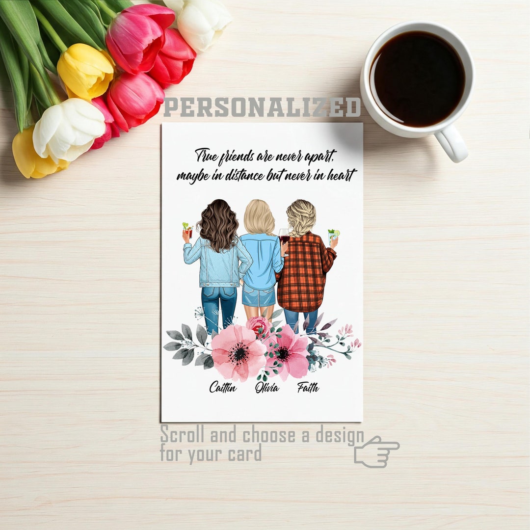Custom Best Friends Card – Personalized Floral Friendship Gift (digital ...