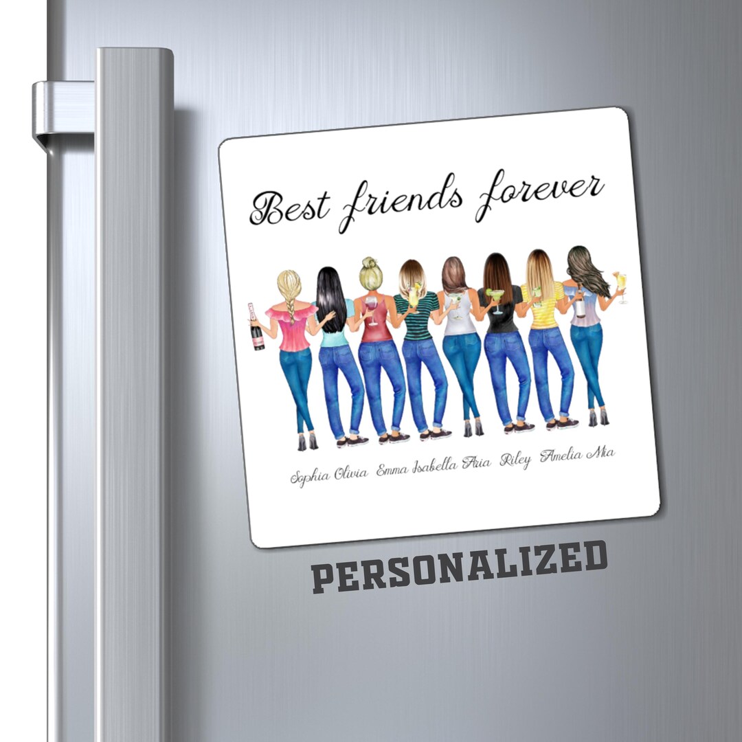 Custom Best Friends Magnet, Personalized Gift With Characters ...