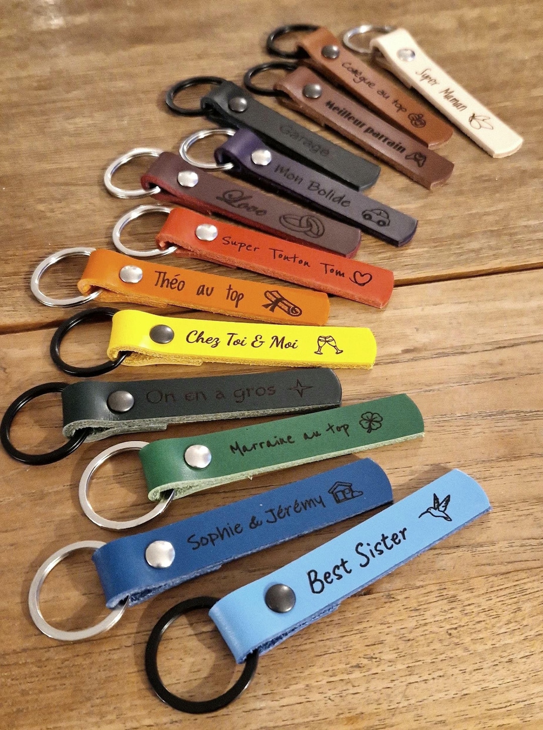 Personalized Handcrafted Leather Keychain - Perfect Gift for Father's ...