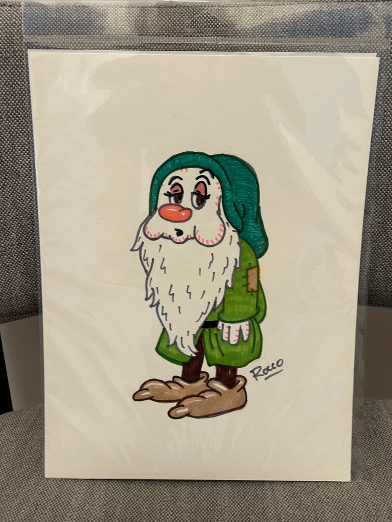 Sleepy Snow White Seven Dwarfs Disney 100 Doodles - Etsy