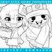 Cute Chibi Characters - 4 Page Anime Coloring Book, Adorable Characters ...