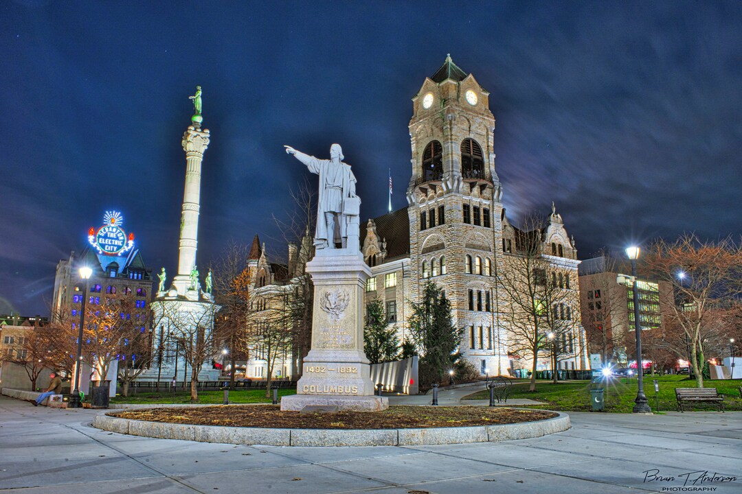 The Electric City, Scranton, Pa. Columbus Pointing West, the Courthouse ...