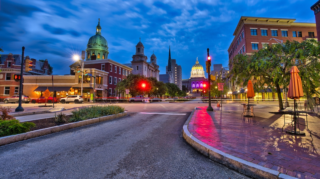 A Print or Canvas of Downtown Harrisburg PA at Night at the ...
