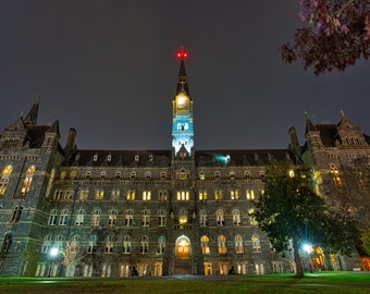 Hand-drawn Navy Georgetown University Healy Hall Print - Etsy