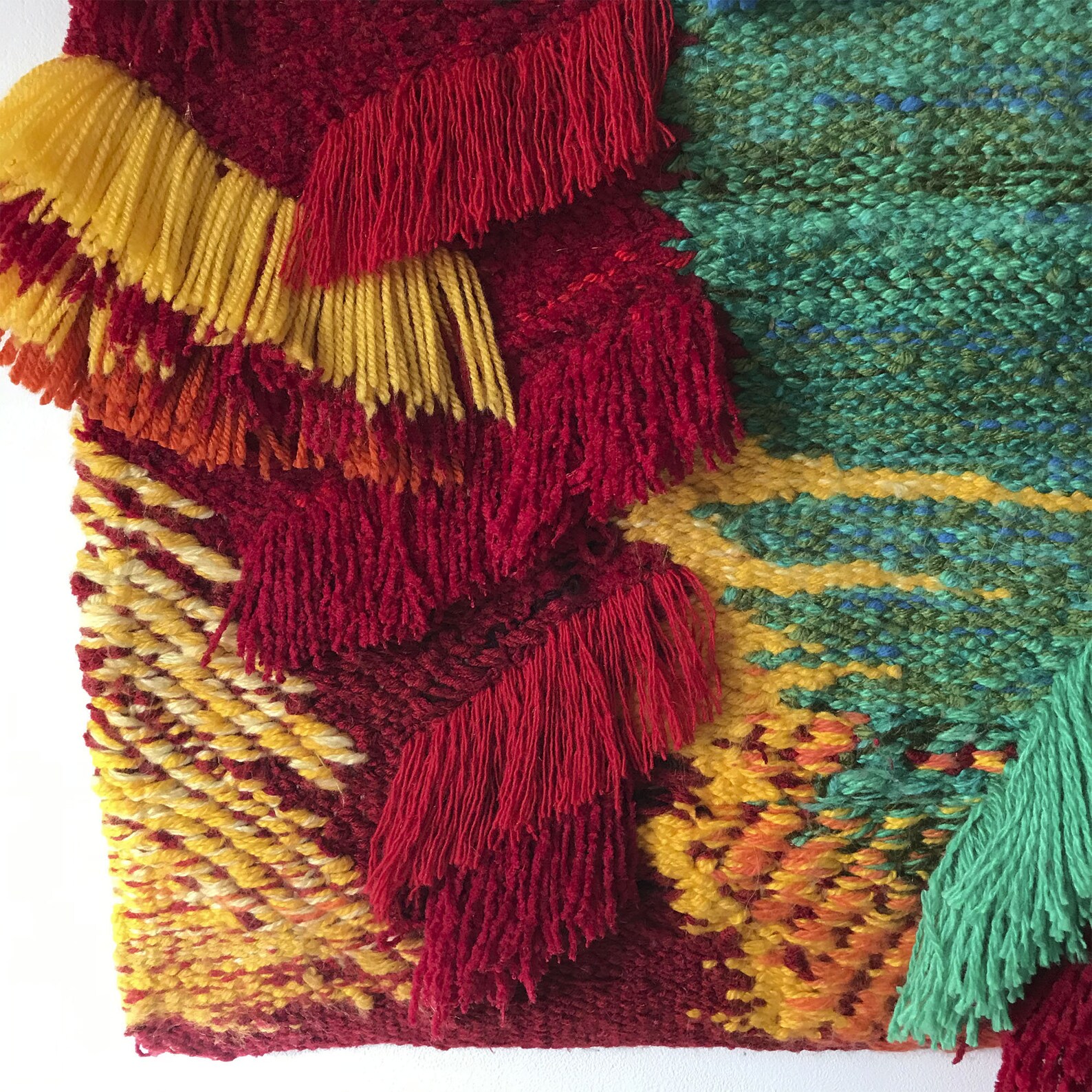 Boho Woven Wall Hanging / Textured Tapestry Weaving Autumn Landscape ...